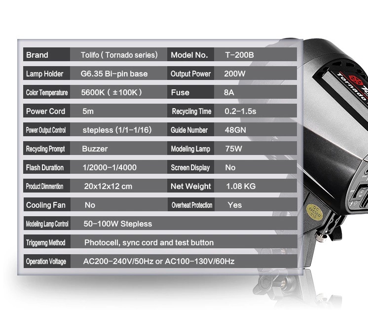 Tolifo T-200B 200W vaku, stúdióvaku - StúdióEszközök